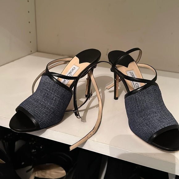 Jimmy Choo | Shoes | Authentic Jimmy Choo Denim Front Open Toe Lace Up ...